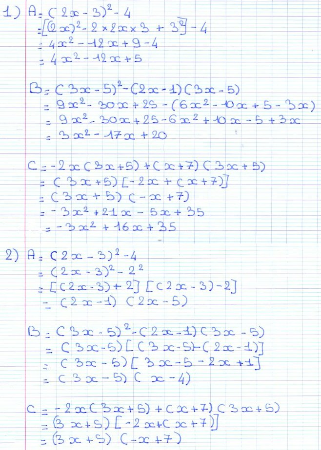 Développer, factoriser (mélange) - Collège Jean Boucheron