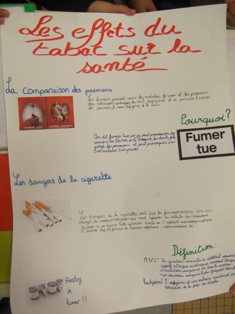 Education à la santé : prévention contre le tabac. - Collège Jean Boucheron