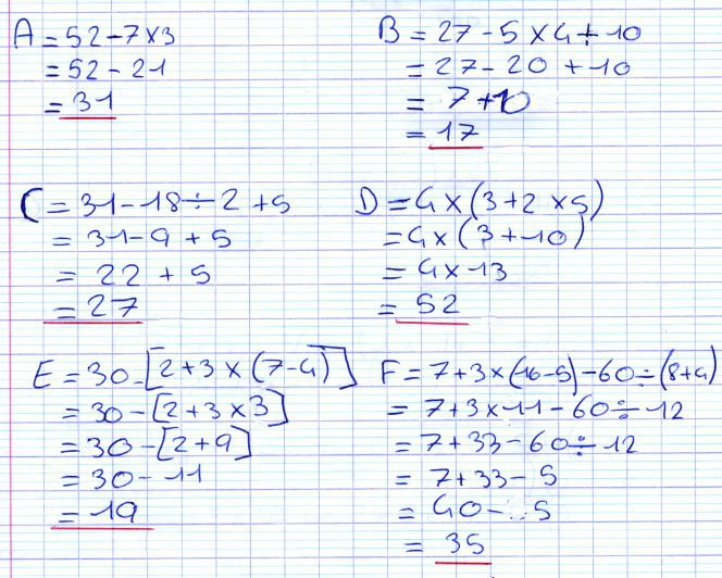 Priorité des opérations - Collège Jean Boucheron